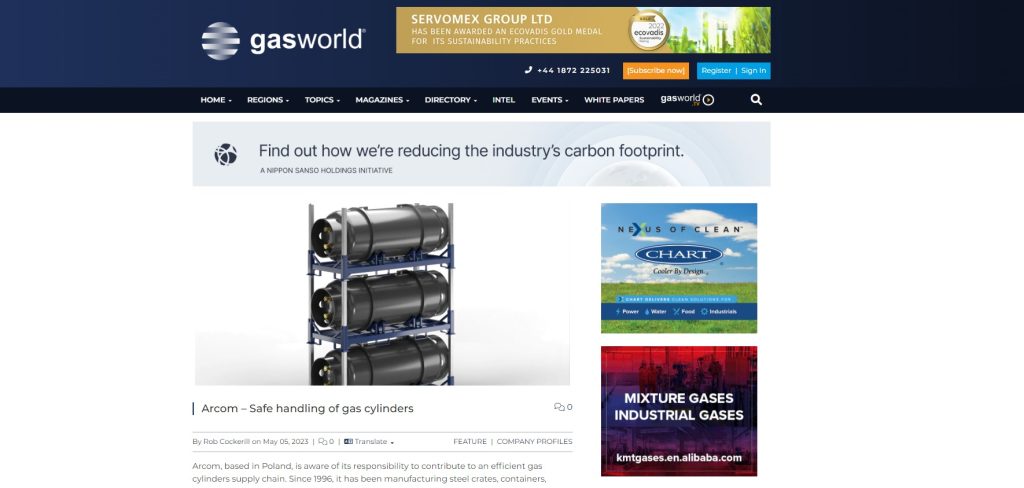 An article about our company on the Gasworld industry website – Arcom